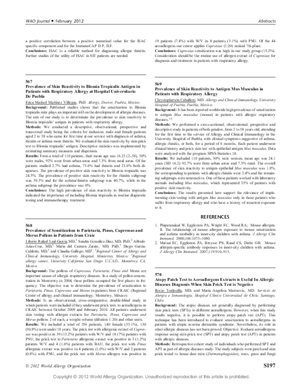 Pdf 570 Atopy Patch Test To Aeroallergens Extracts Is Useful In Allergic Diseases Diagnosis