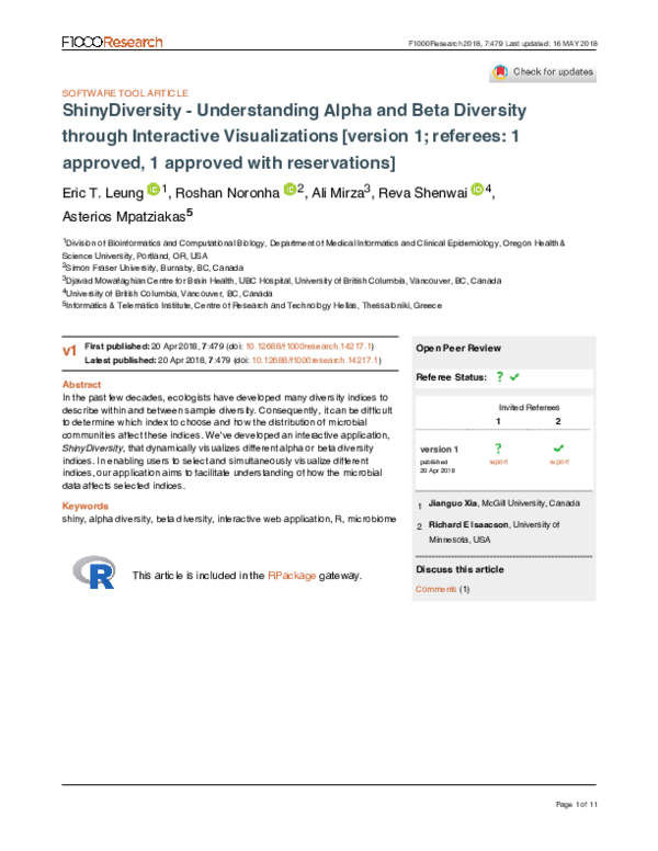 (PDF) ShinyDiversity - Understanding Alpha and Beta Diversity through ...