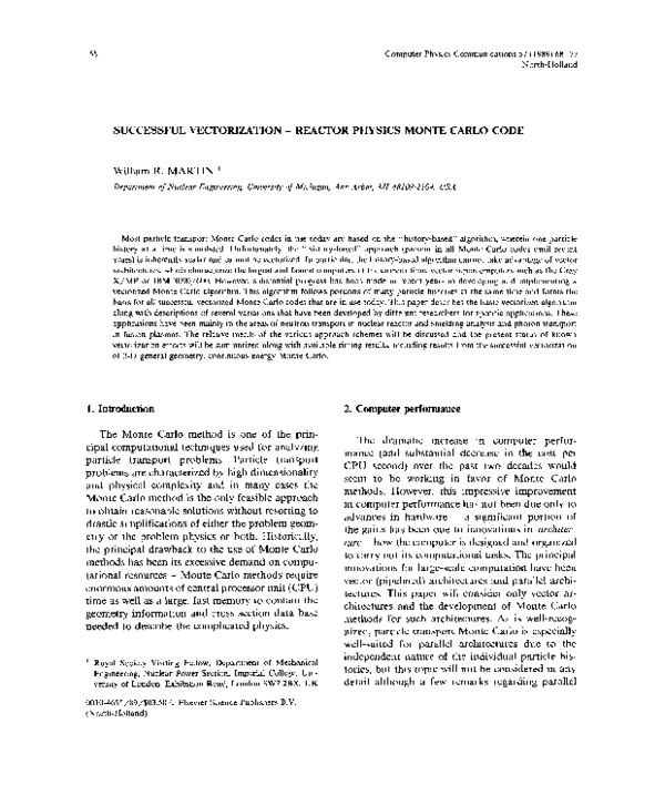 (PDF) Successful vectorization - reactor physics Monte Carlo code