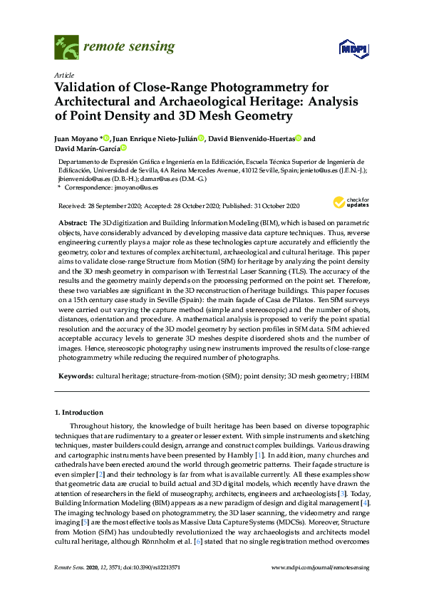 (PDF) Validation of Close-Range Photogrammetry for Architectural and Archaeological Heritage ...