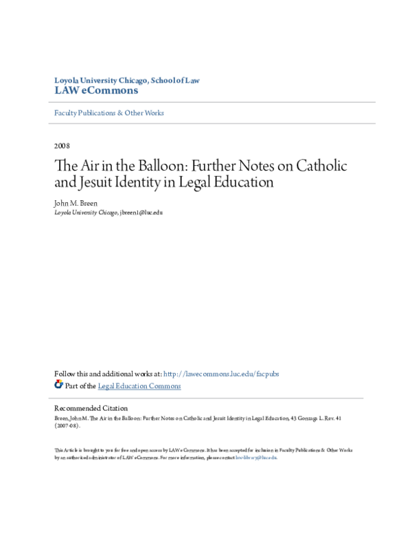 (PDF) Air in the Balloon: Further Notes on Catholic and Jesuit Identity ...