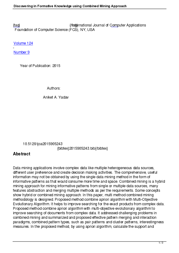 Pdf Discovering In Formative Knowledge Using Combined Mining Approach