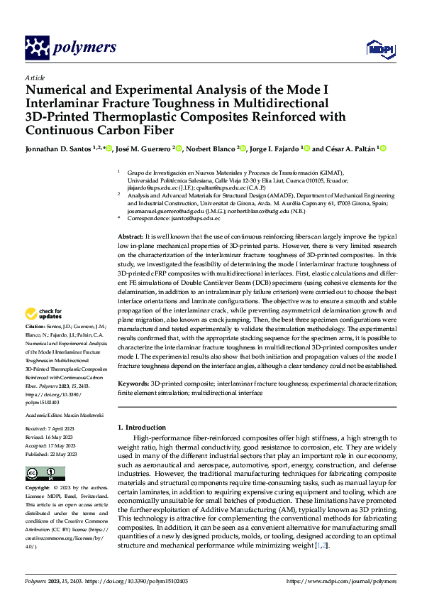 Pdf Numerical And Experimental Analysis Of The Mode I Interlaminar Fracture Toughness In