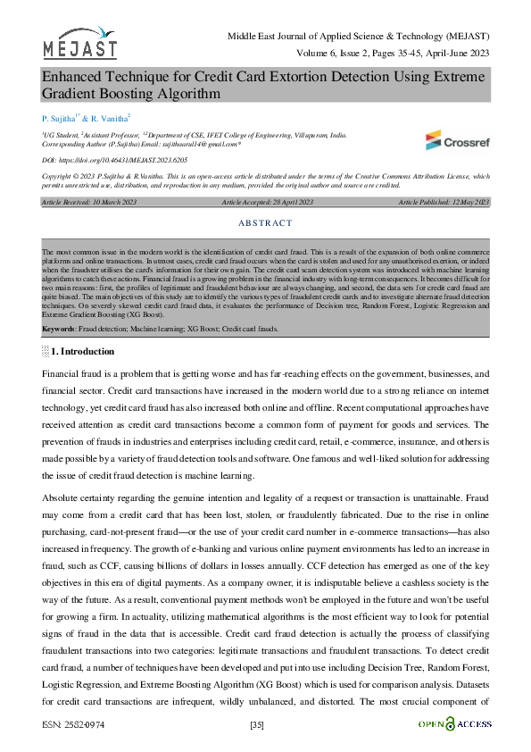Pdf Xgboost For Enhanced Credit Card Fraud Detection 9921