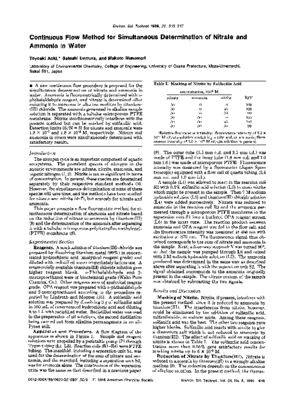 (PDF) Continuous flow method for simultaneous determination of nitrate ...