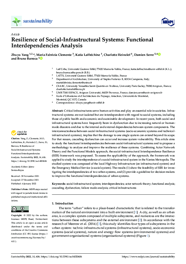 (PDF) Resilience of Social-Infrastructural Systems: Functional ...