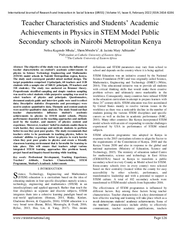 (PDF) Teacher Characteristics and Students’ Academic Achievements in ...