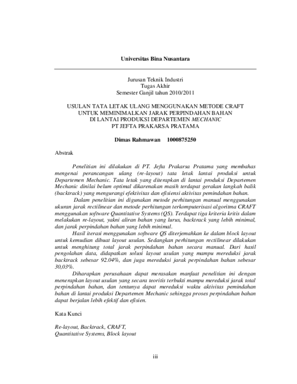 (PDF) Usulan Tata Letak Ulang Menggunakan Metode Craft Untuk ...