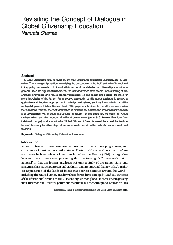 (PDF) Revisiting the Concept of Dialogue in Global Citizenship Education