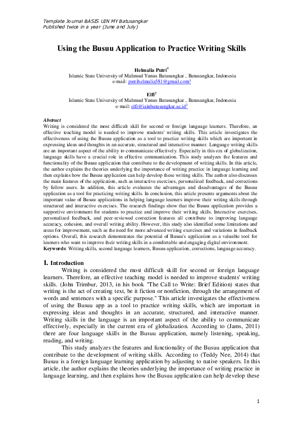 (PDF) Using the Busuu Application to Practice Writing Skills