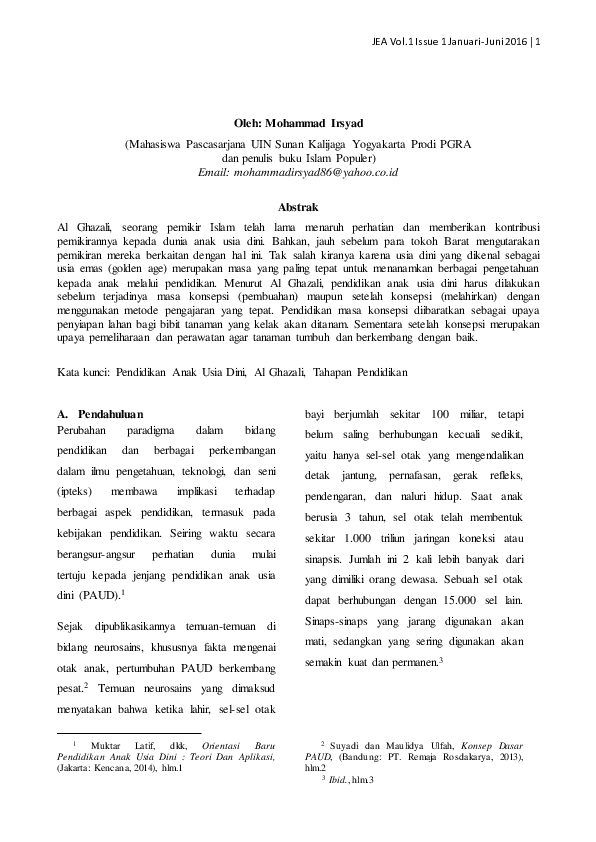 (PDF) Pendidikan Anak Usia Dini Menurut Imam Al Ghazali