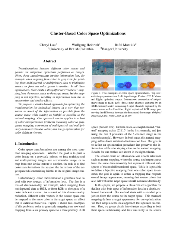 (PDF) Cluster-based color space optimizations