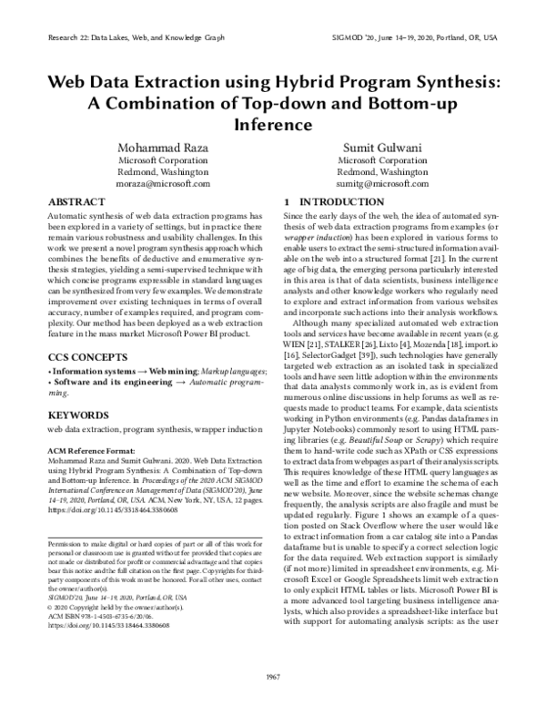 (PDF) Web Data Extraction using Hybrid Program Synthesis: A Combination of Top-down and Bottom ...