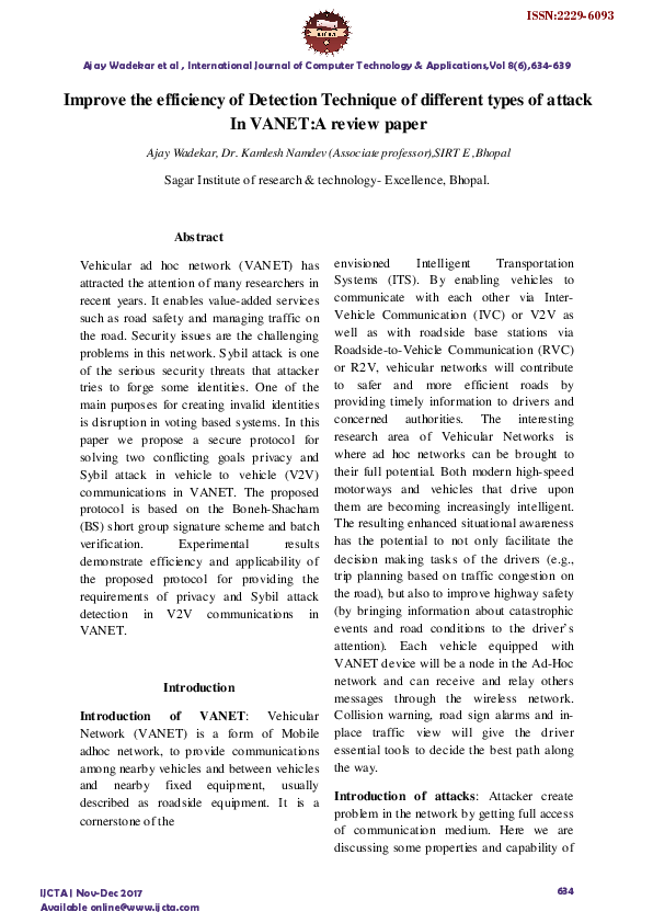 (PDF) Improve the efficiency of Detection Technique of different types ...