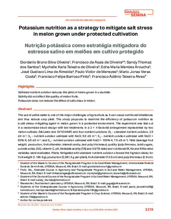 (PDF) Potassium nutrition as a strategy to mitigate salt stress in ...