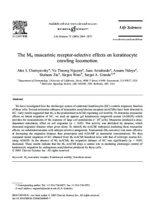 (PDF) The M4 muscarinic receptor-selective effects on keratinocyte ...