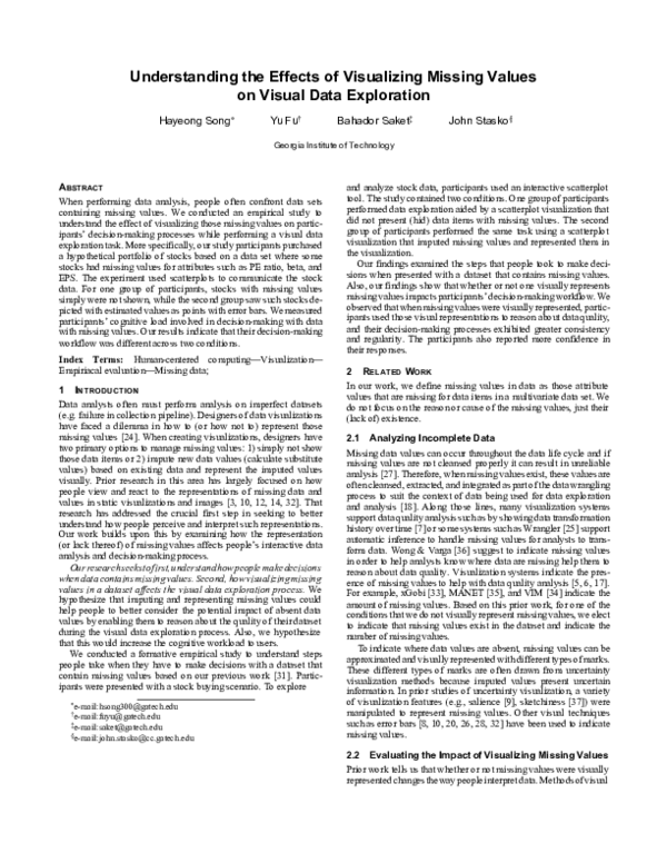 (PDF) Understanding the Effects of Visualizing Missing Values on Visual Data Exploration
