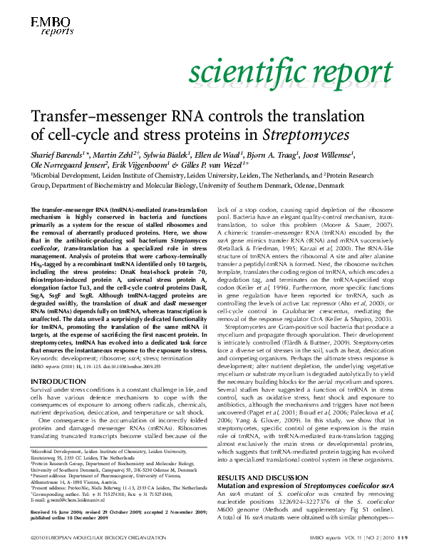 (PDF) Transfer–messenger RNA controls the translation of cell‐cycle and ...