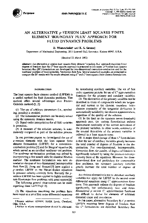 Pdf An Alternative P Version Least Squares Finite Element ‘boundary Flux Approach For Fluid