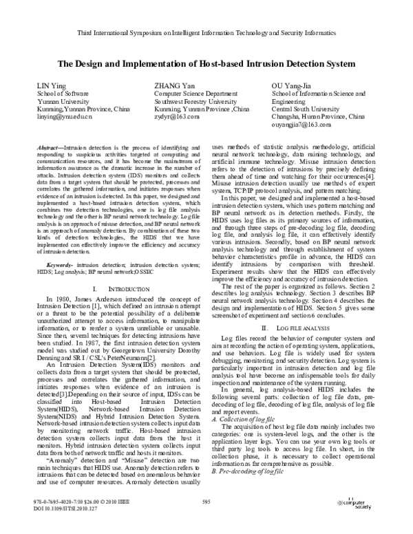 (PDF) The Design and Implementation of Host-Based Intrusion Detection System
