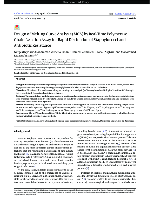 (PDF) Design of Melting Curve Analysis (MCA) by Real-Time Polymerase Chain Reaction Assay for ...