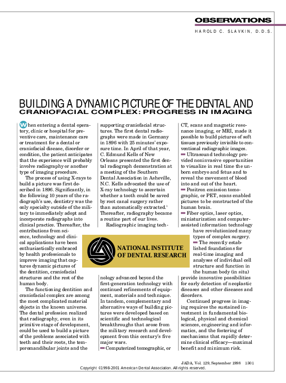 (PDF) Building a Dynamic Picture of the Dental and Craniofacial Complex ...
