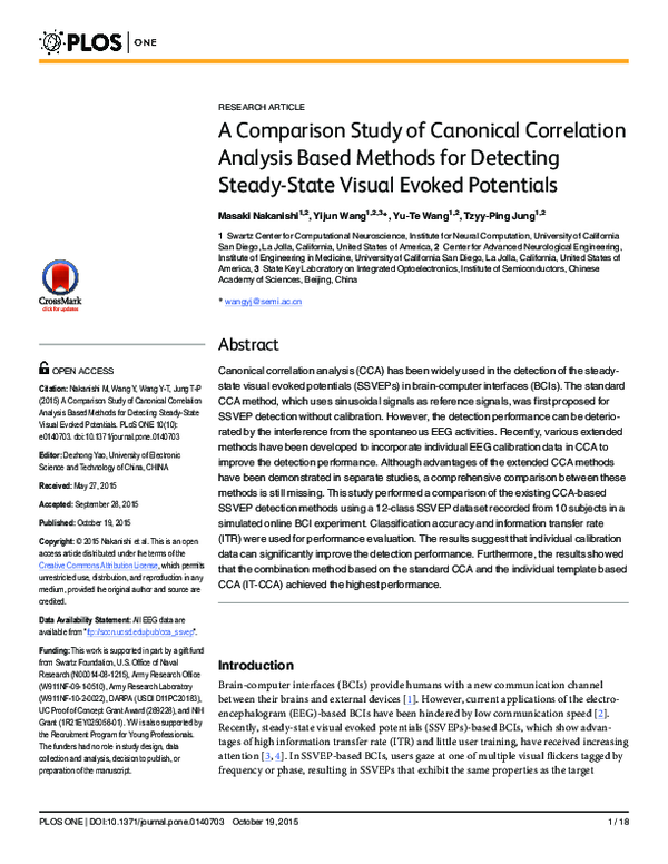 (PDF) A Comparison Study of Canonical Correlation Analysis Based Methods for Detecting Steady ...