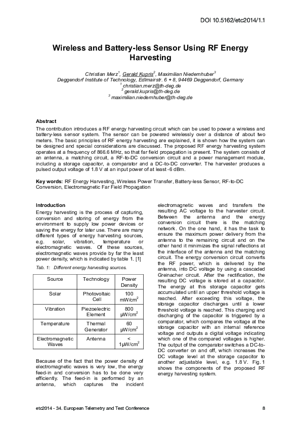 (PDF) 1.1 - Wireless and Battery-less Sensor Using RF Energy Harvesting