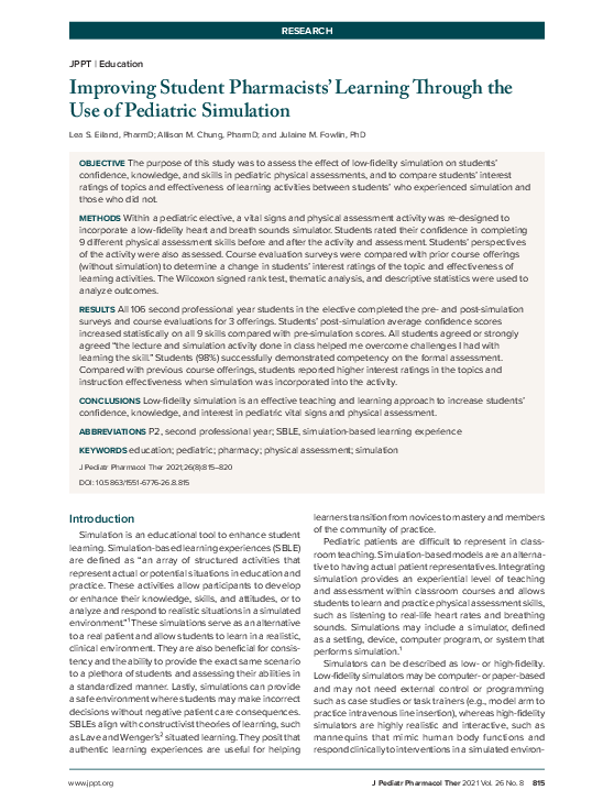 (PDF) Improving Student Pharmacists' Learning Through the Use of ...