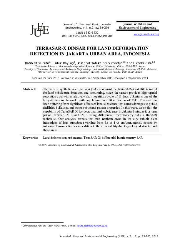 (PDF) Terrasar-X Dinsar for Land Deformation Detection in Jakarta Urban Area, Indonesia