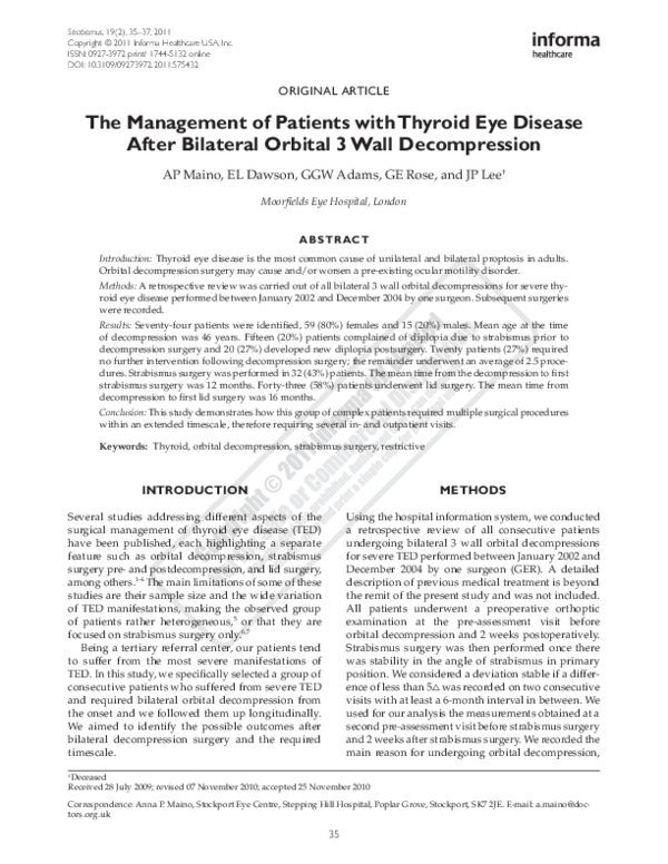 (PDF) The Management of Patients with Thyroid Eye Disease After ...