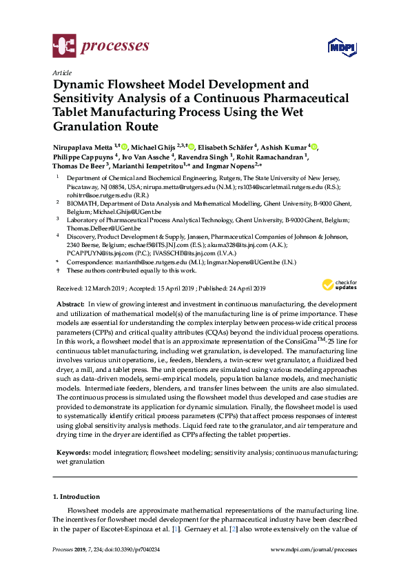 Dynamic Flowsheet Model Development and Sensitivity Analysis of a ...