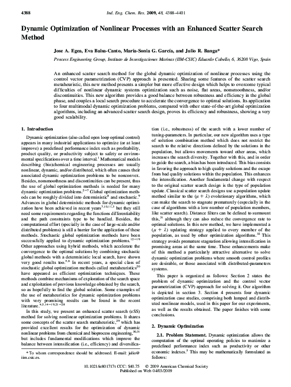(PDF) Dynamic Optimization of Nonlinear Processes with an Enhanced Scatter Search Method