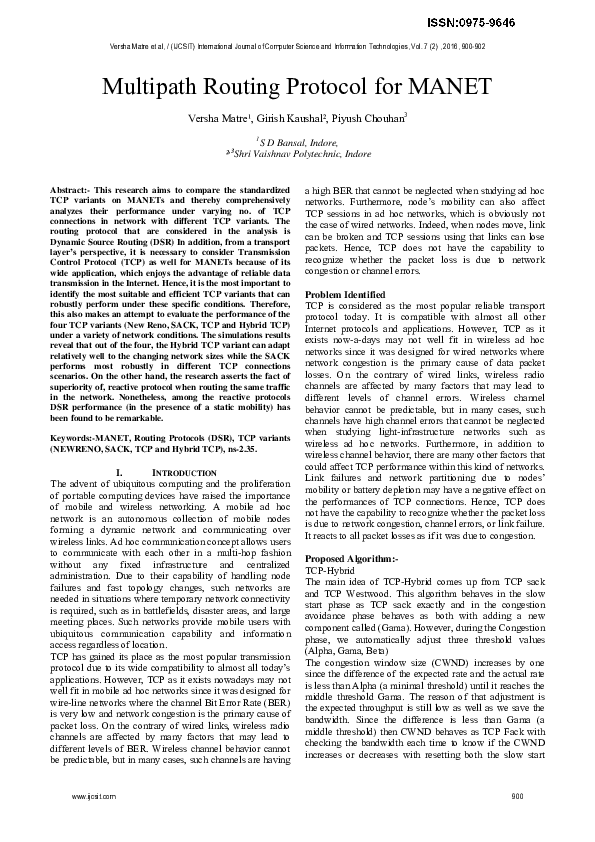 (PDF) Multipath Routing Protocol for MANET