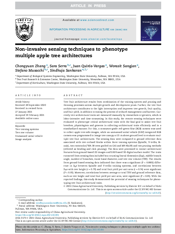 (PDF) Non-invasive sensing techniques to phenotype multiple apple tree ...