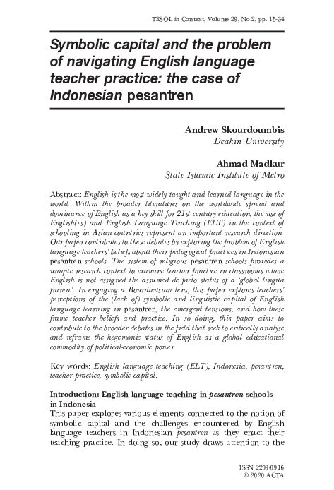 (PDF) Symbolic capital and the problem of navigating English language ...