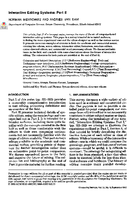 (PDF) Interactive Editing Systems: Part II