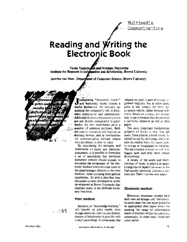 (PDF) Reading and Writing the Electronic Book