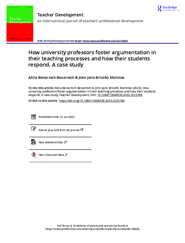 (PDF) How university professors foster argumentation in their teaching ...