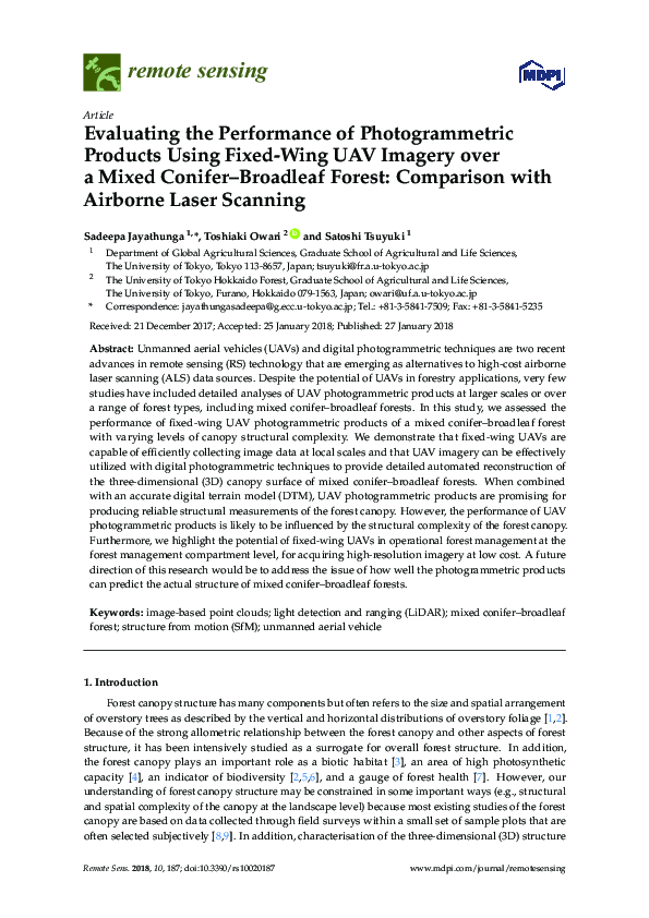 (PDF) Evaluating the Performance of Photogrammetric Products Using Fixed-Wing UAV Imagery over a ...
