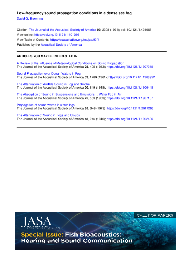 (PDF) Low-frequency sound propagation conditions in a dense sea fog
