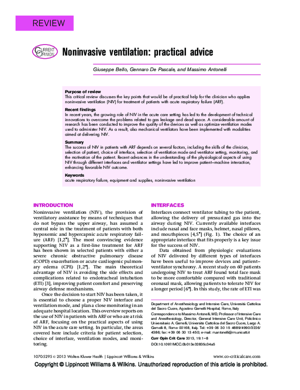 (PDF) Noninvasive ventilation