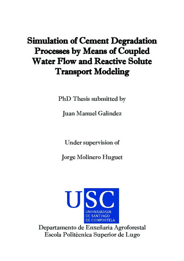 (PDF) Simulation of cement degradation processes by means of coupled ...