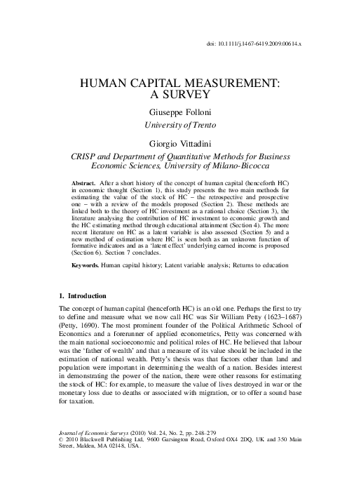 (PDF) Human Capital Measurement: A Survey