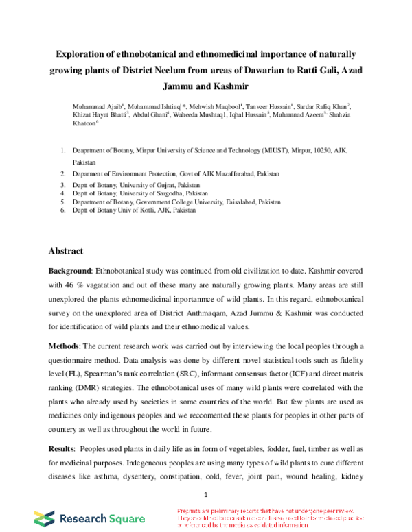 (PDF) Exploration of Ethnobotanical and Ethnomedicinal Importance of ...