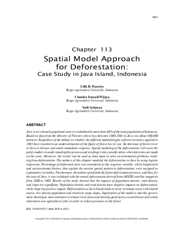(PDF) Spatial Model Approach for Deforestation