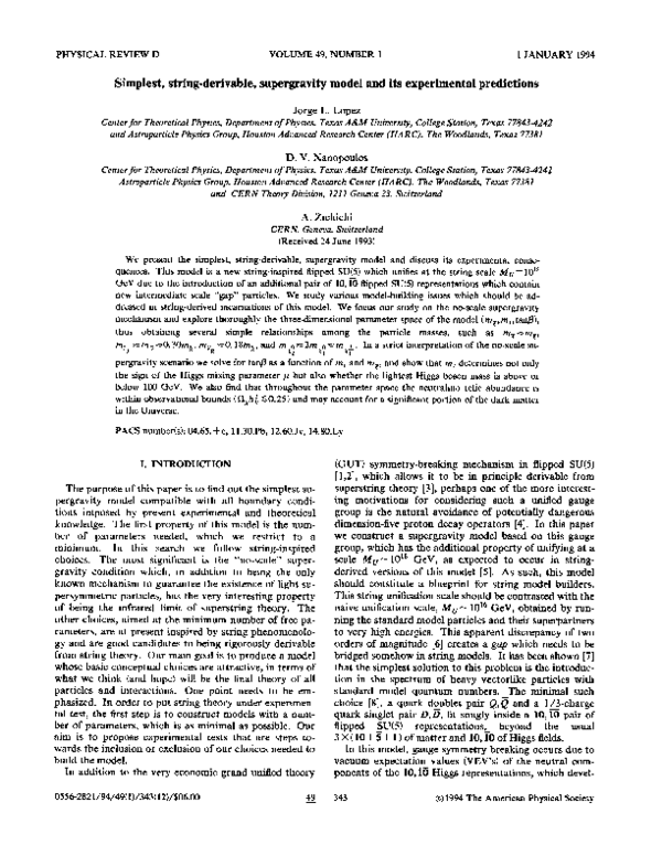 (PDF) Simplest, string-derivable, supergravity model and its experimental predictions