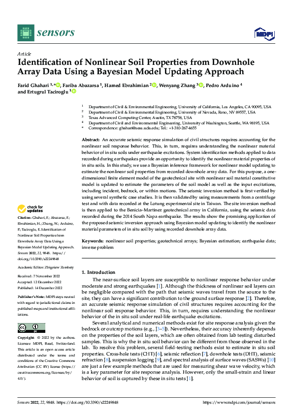 (PDF) Identification of Nonlinear Soil Properties from Downhole Array ...
