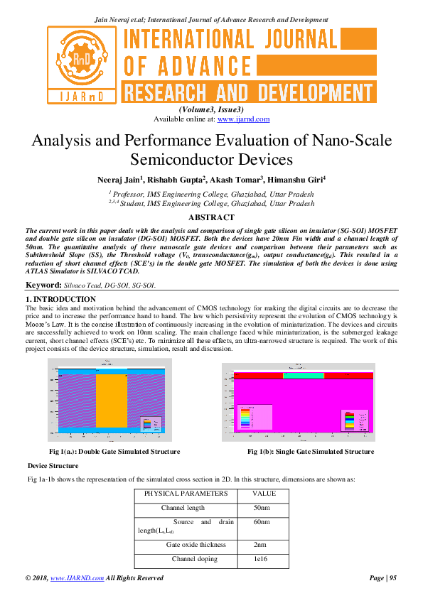 (PDF) Analysis and Performance Evaluation of Nano-Scale Semiconductor Devices