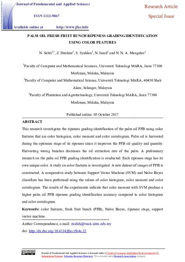 (PDF) Palm oil fresh fruit bunch ripeness grading identification using ...
